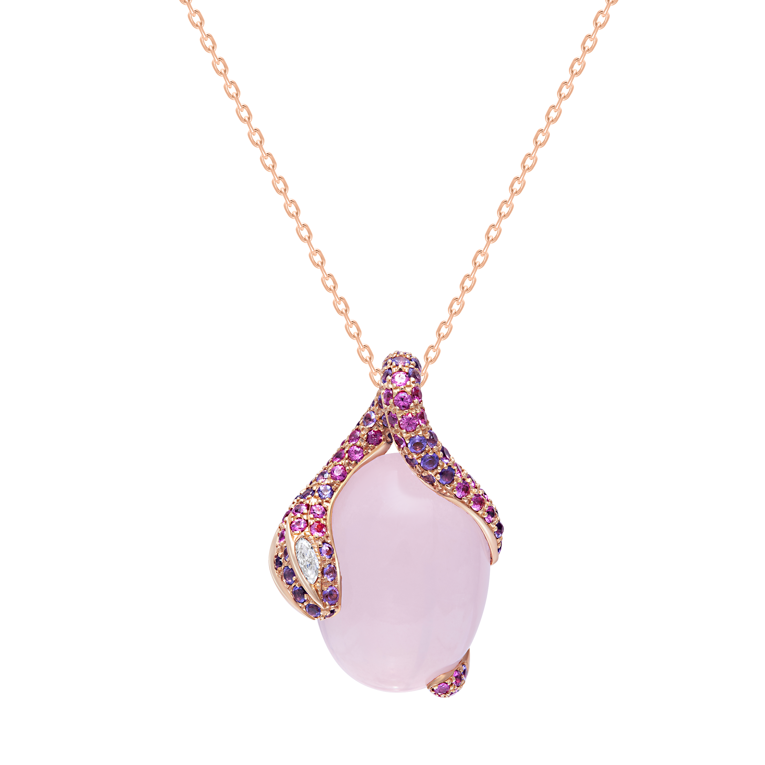 Pendant Snake around pink quartz – The Art Zone