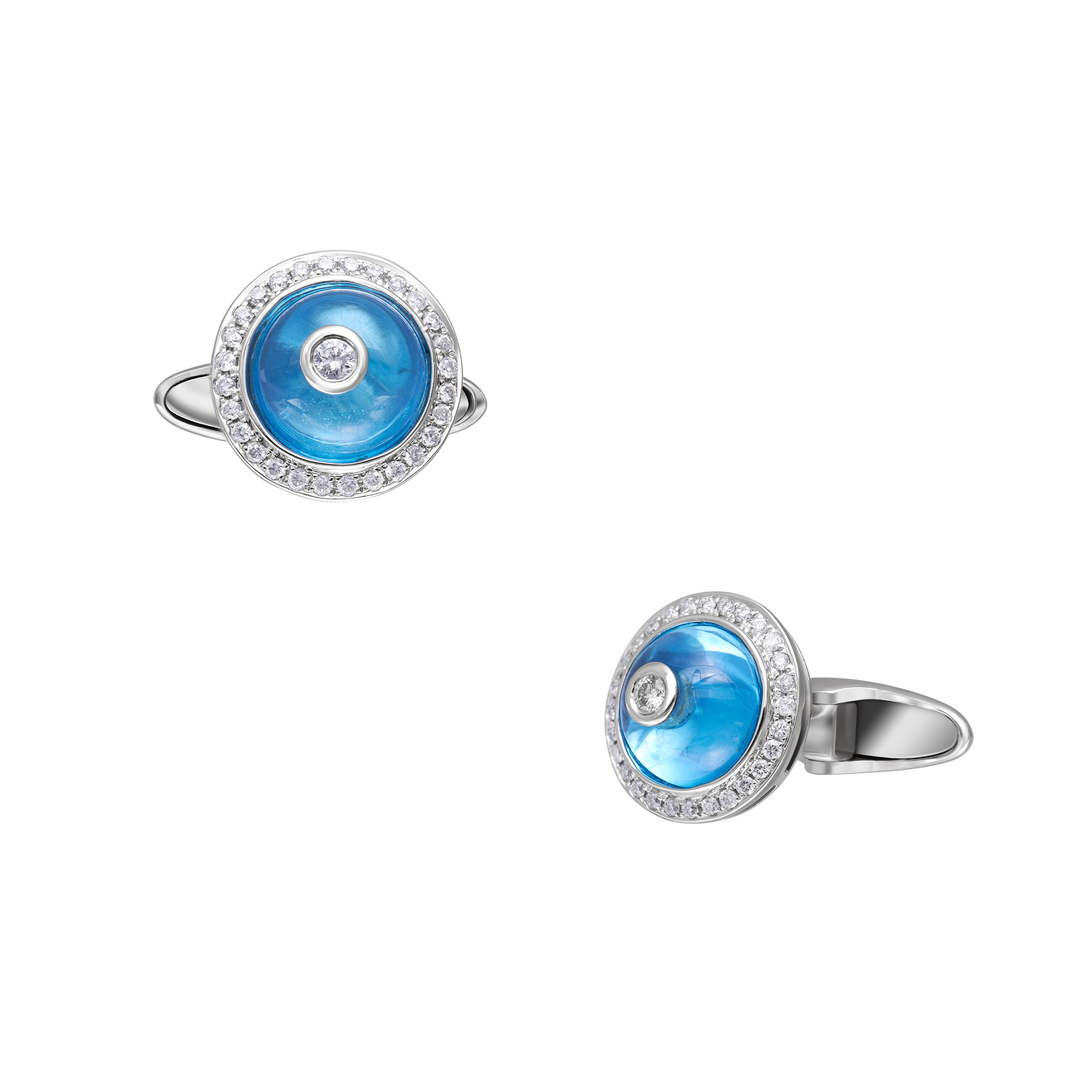 Cufflink Blue Daimond Circle – The Art Zone